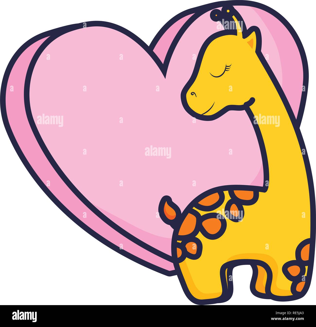 cute and little giraffe with heart character vector illustration design ...