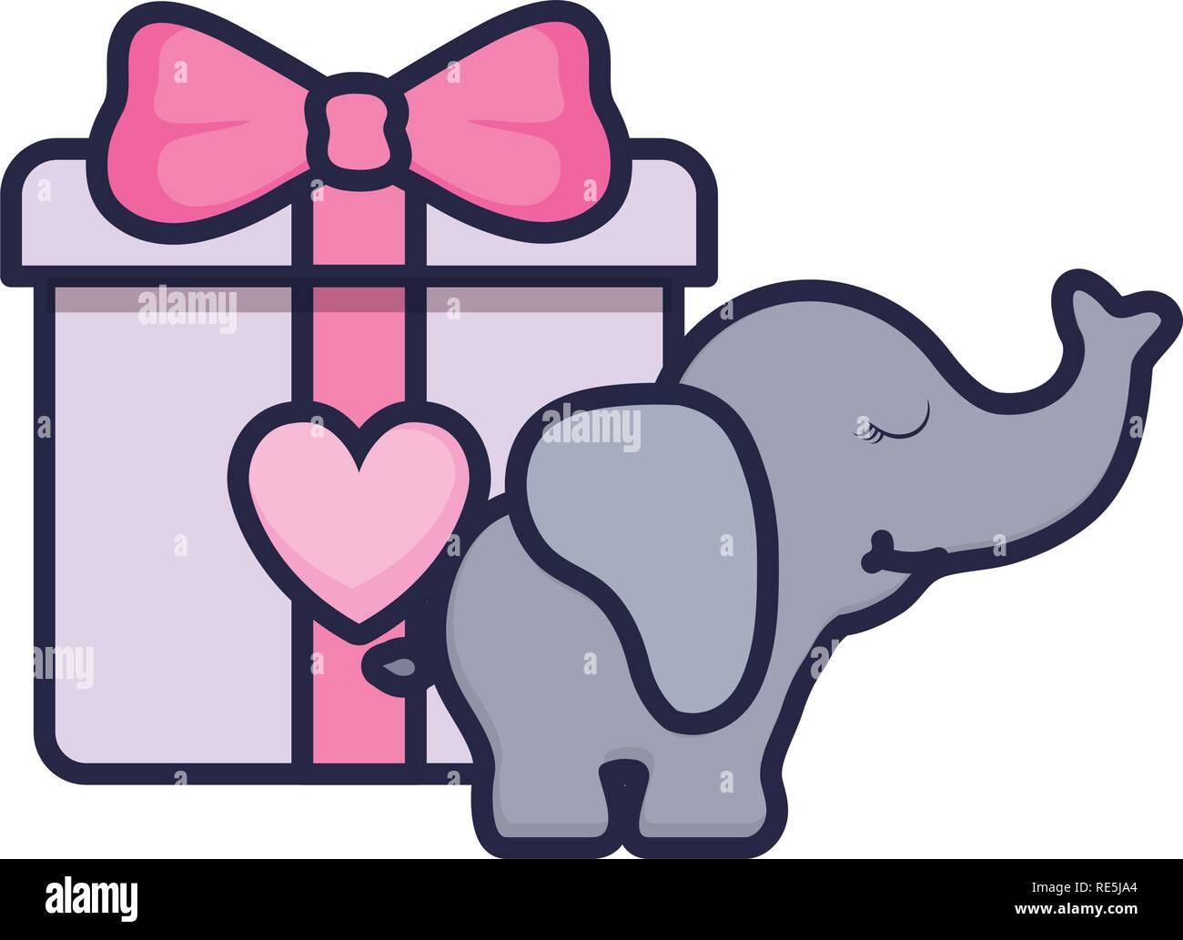 gift box present with elephant vector illustration design Stock Vector ...