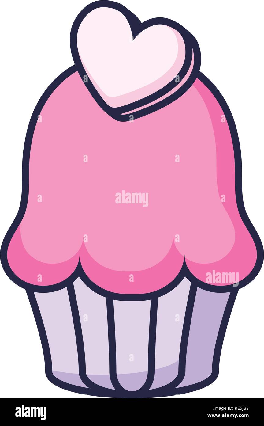 sweet cupcake with heart vector illustration design Stock Vector Image ...