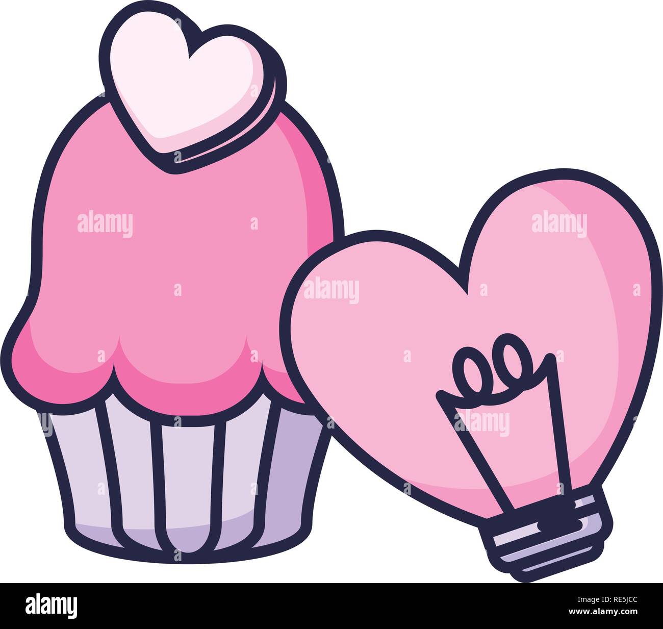 sweet cupcake with heart vector illustration design Stock Vector Image ...