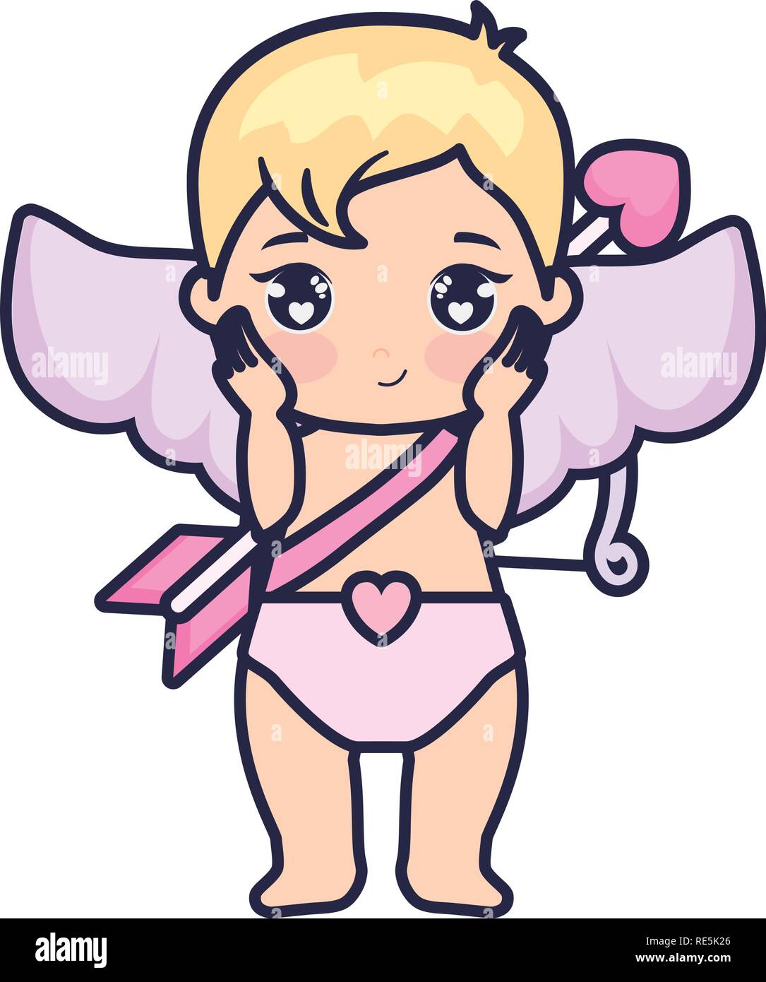 little cupid baby with arrow and bow vector illustration design Stock ...