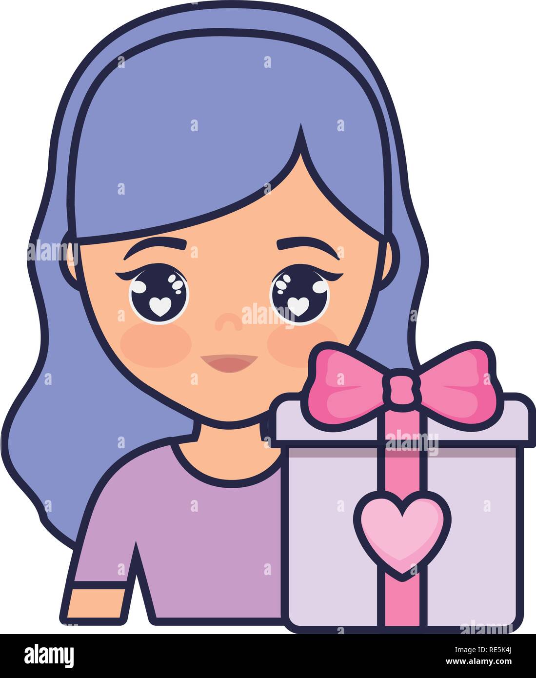 cute and little girl with gift vector illustration design Stock Vector ...