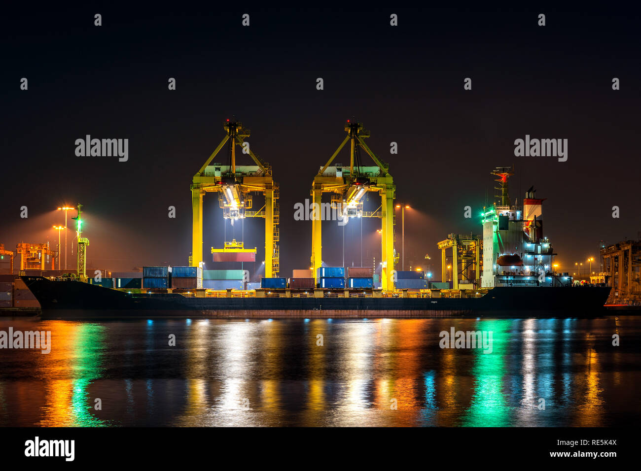 Industrial port with containers, Shipping cargo to harbor Stock Photo ...
