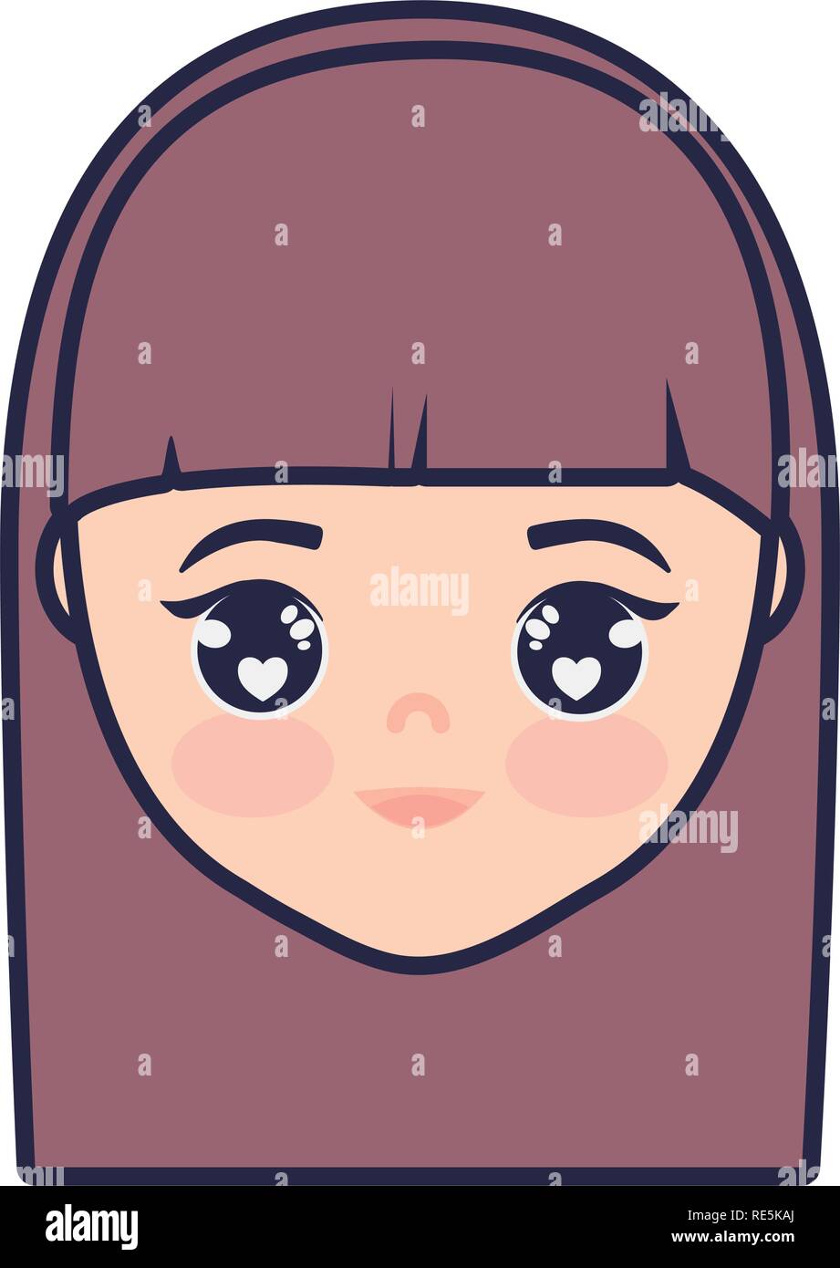 cute and little girl head vector illustration design Stock Vector Image ...