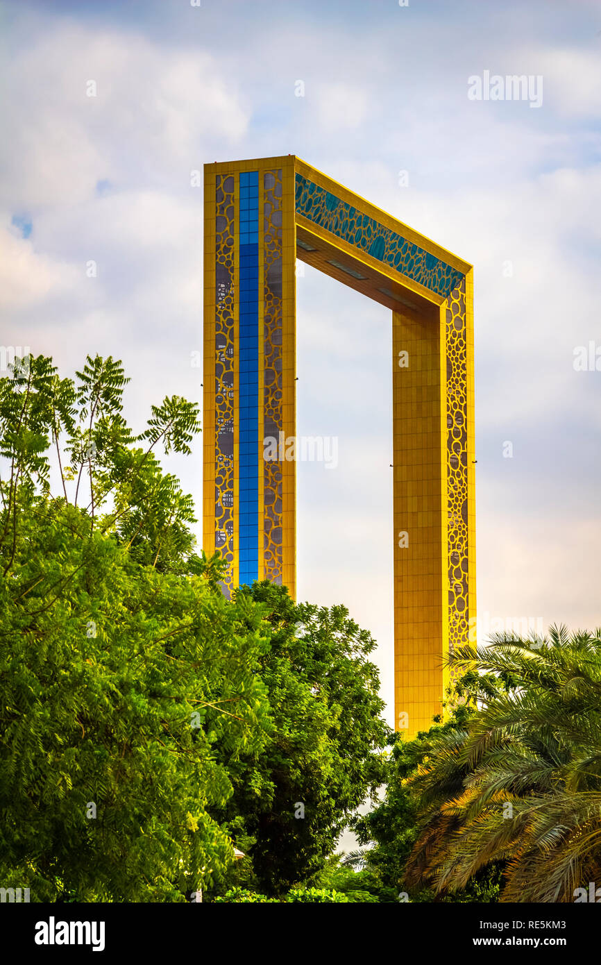 Dubai, UAE - November 28, 2018: The famous Dubai Frame is located in ...