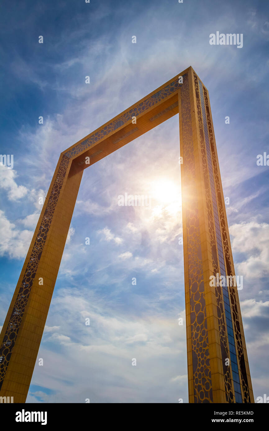 Dubai, UAE - November 28, 2018: The famous Dubai Frame is located in ...