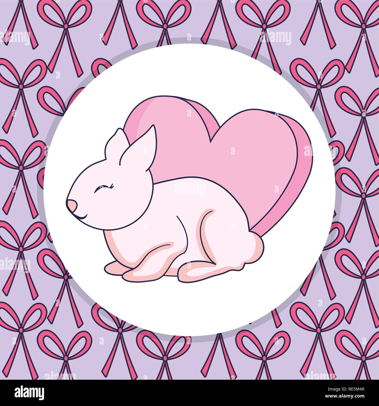 cute and little rabbit with heart love vector illustration design Stock ...