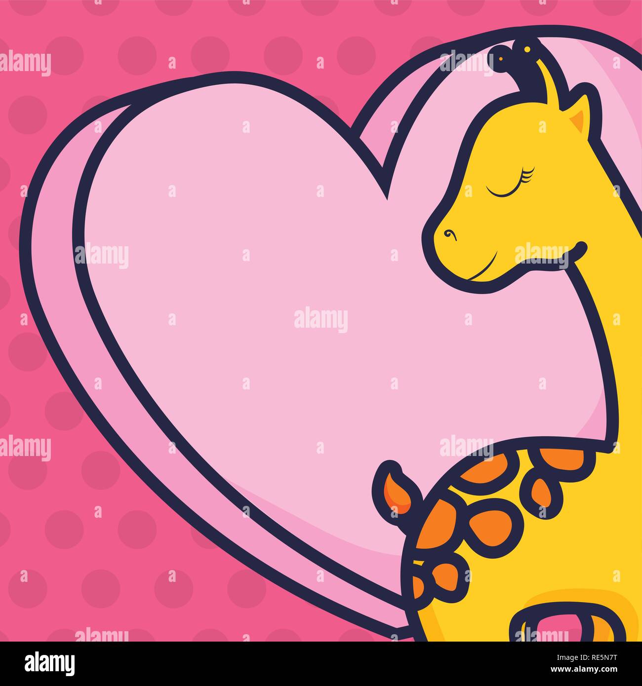 cute and little giraffe with heart character vector illustration design ...
