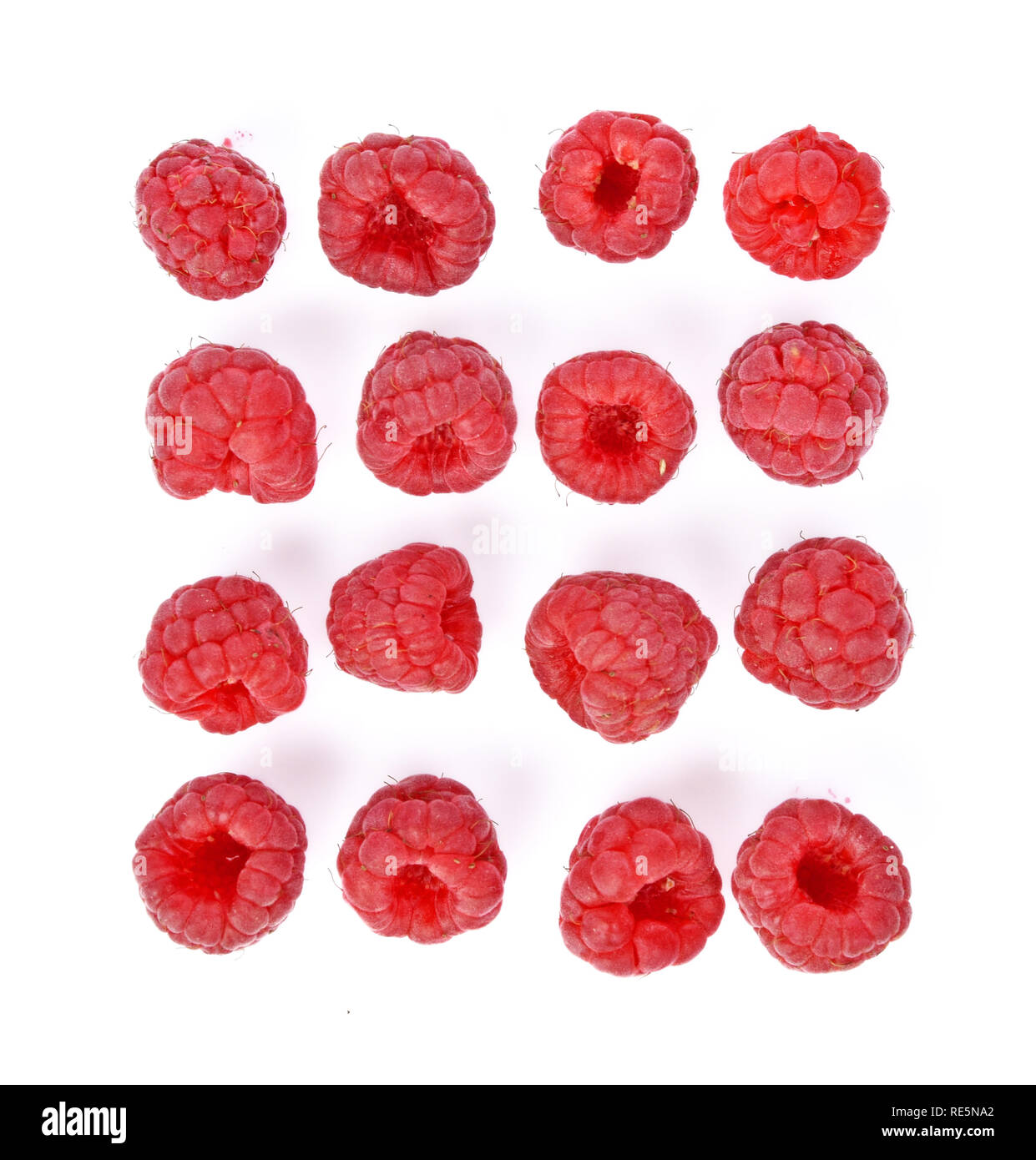 Top view of Raspberries isolated on white background Stock Photo - Alamy