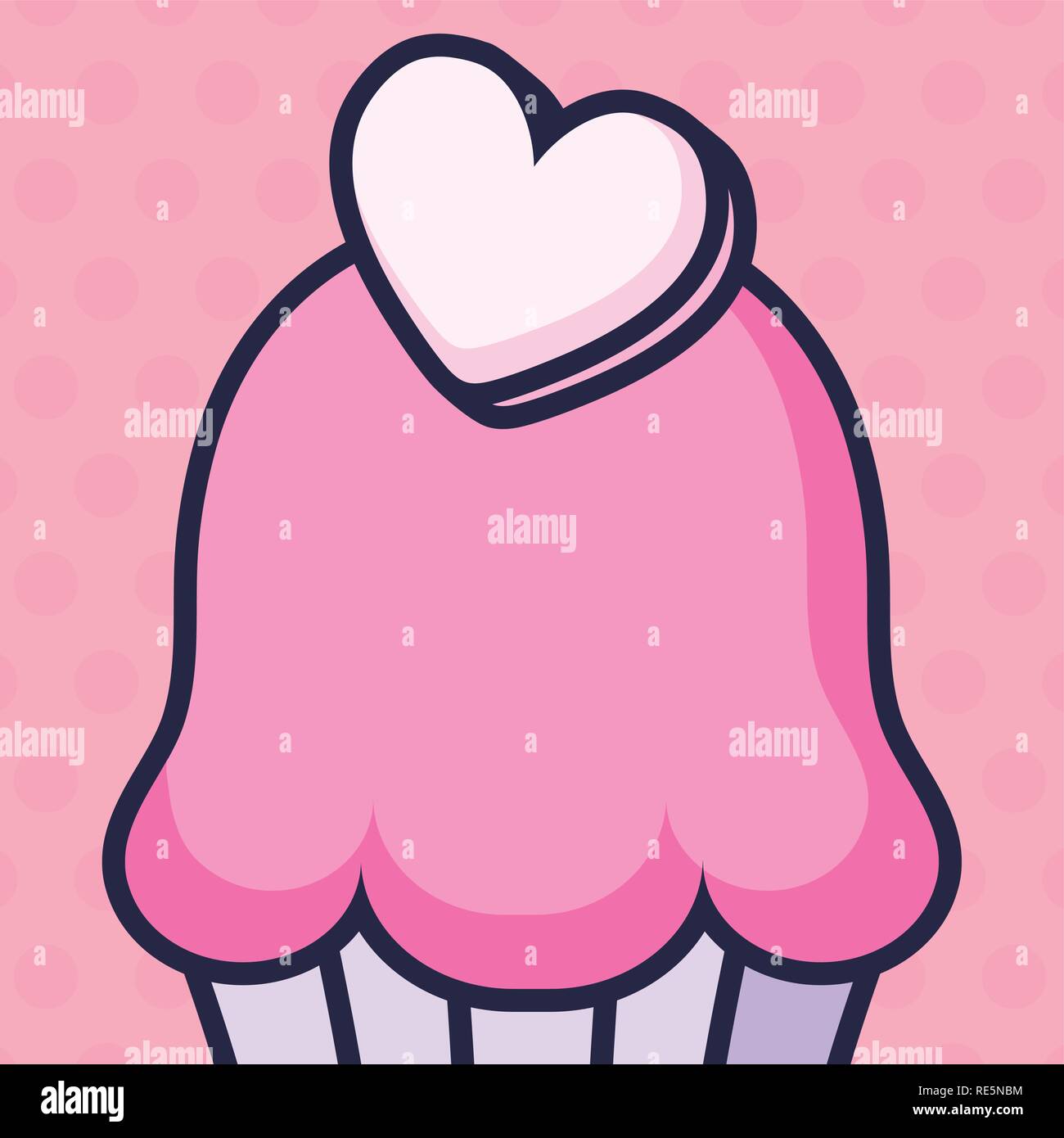 sweet cupcake with heart vector illustration design Stock Vector Image ...