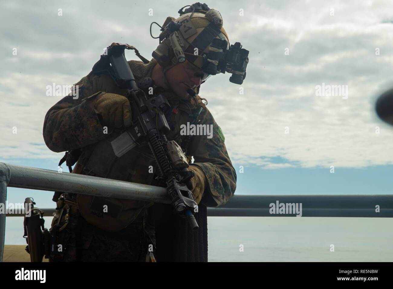 A Marine with the 31st Marine Expeditionary Unit's Maritime Raid Force ...