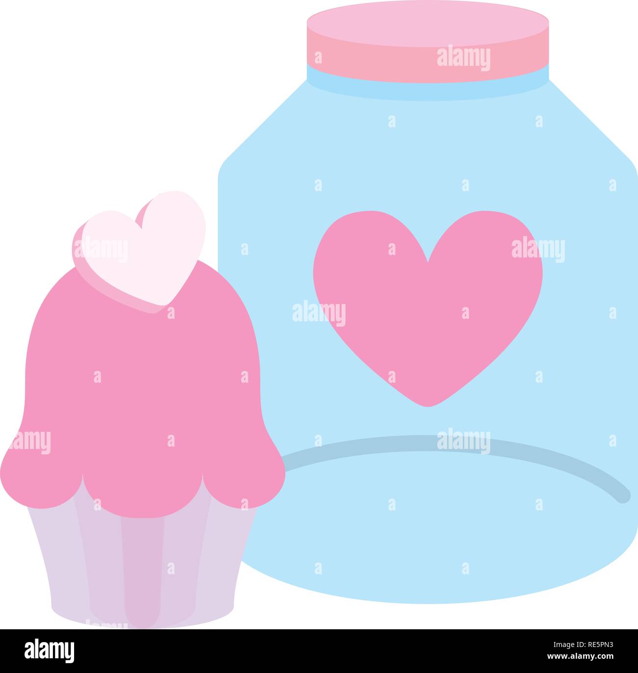 sweet cupcake with heart vector illustration design Stock Vector Image ...
