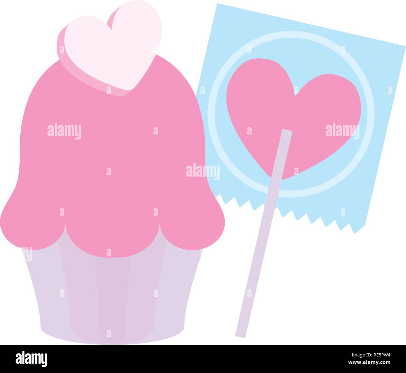 sweet cupcake with heart vector illustration design Stock Vector Image ...