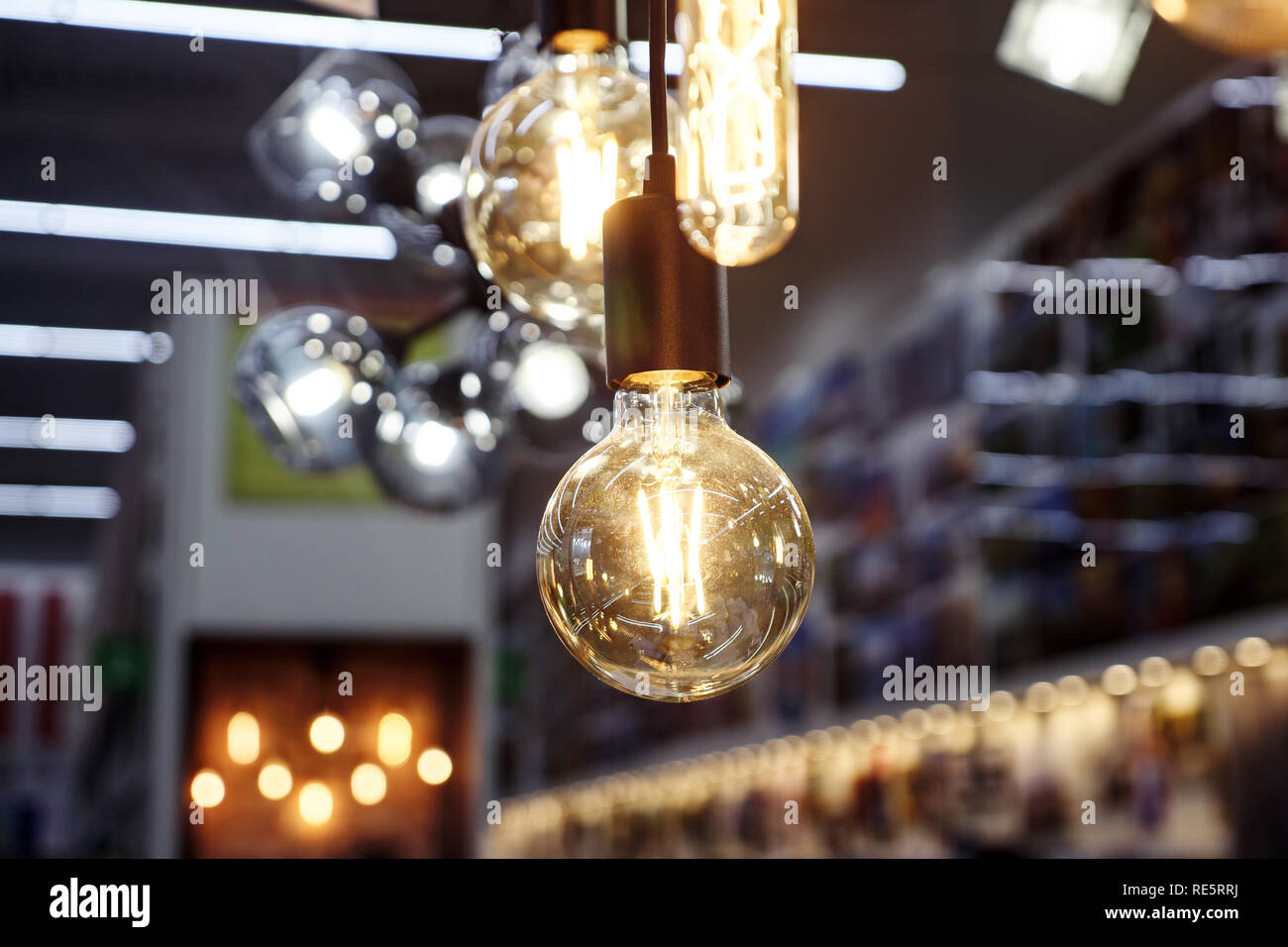 Luxury beautiful retro edison light lamp decor Stock Photo - Alamy