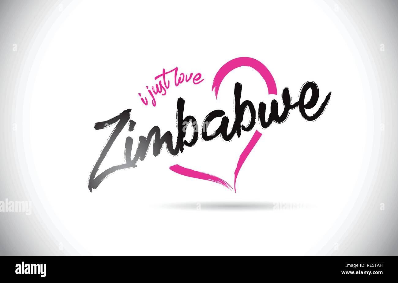 Zimbabwe I Just Love Word Text with Handwritten Font and Pink Heart ...