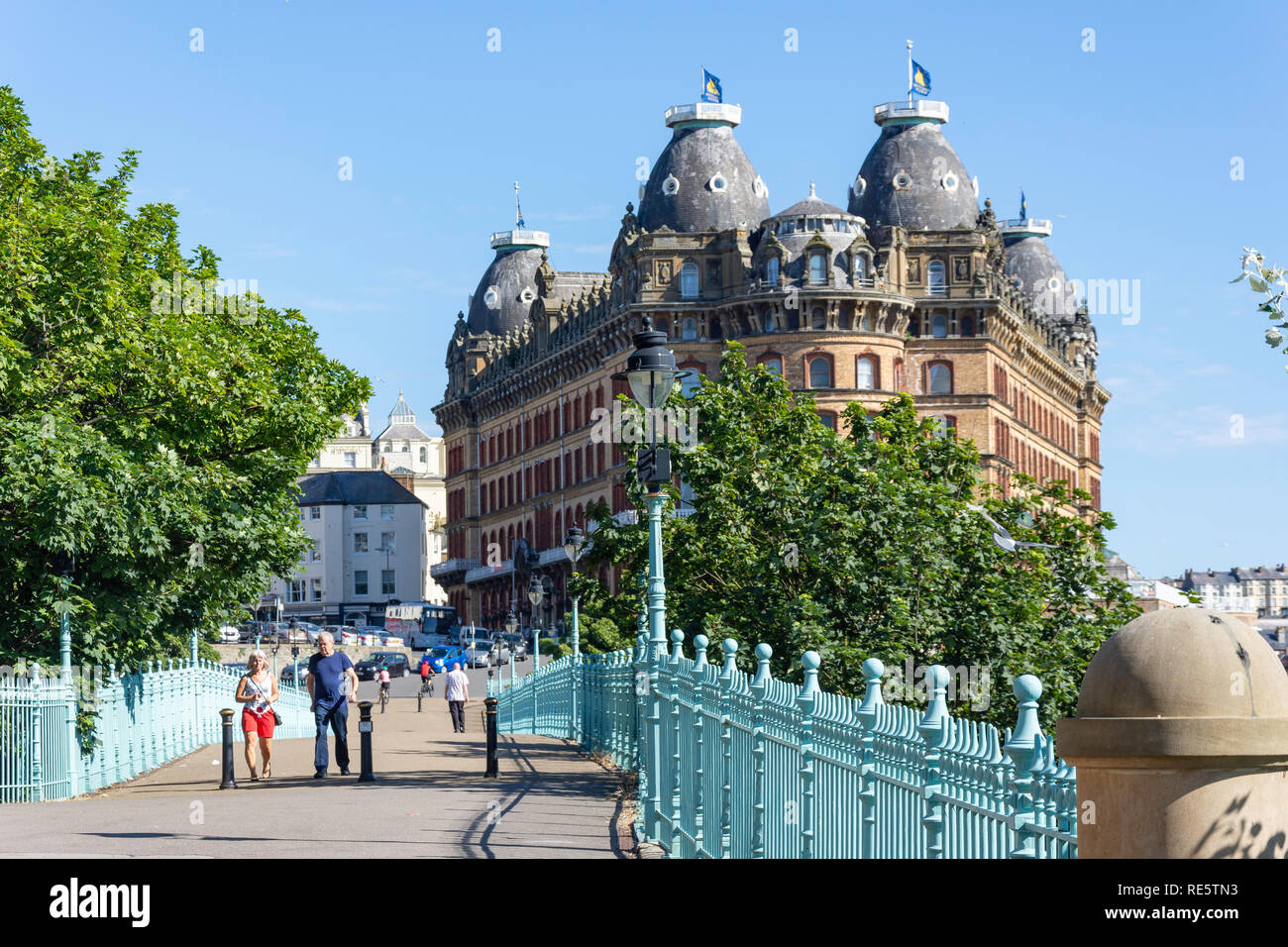 Grand Hotel across Spa Bridge, Scarborough, North Yorkshire, England ...