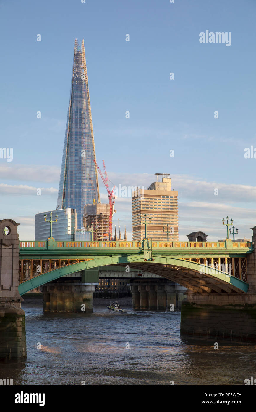 Southwark Bridge in London, England, with the Shard in the background ...