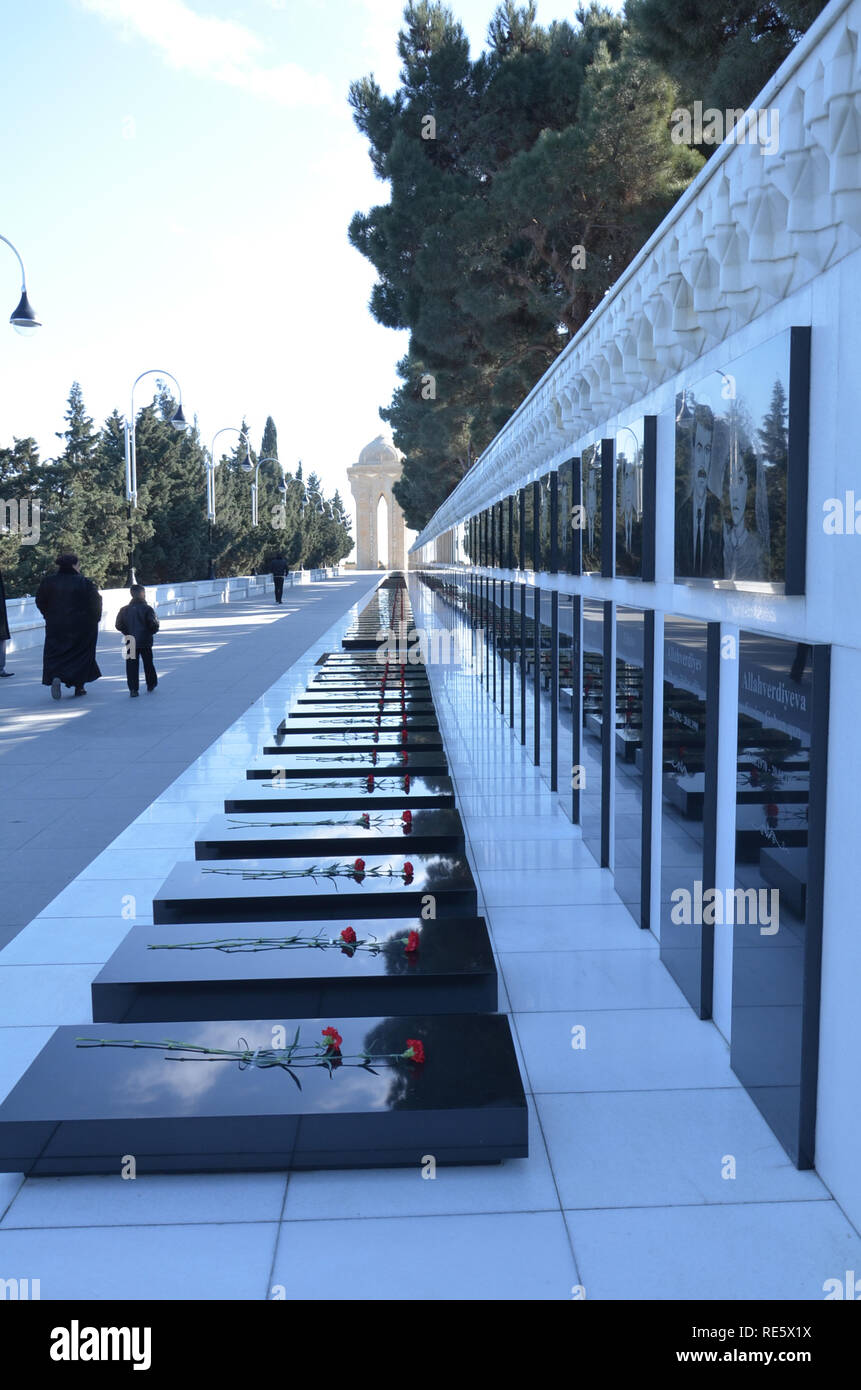Azerbaijan, Baku, January 20, 2011. People visiting Alley of Martyrs on ...