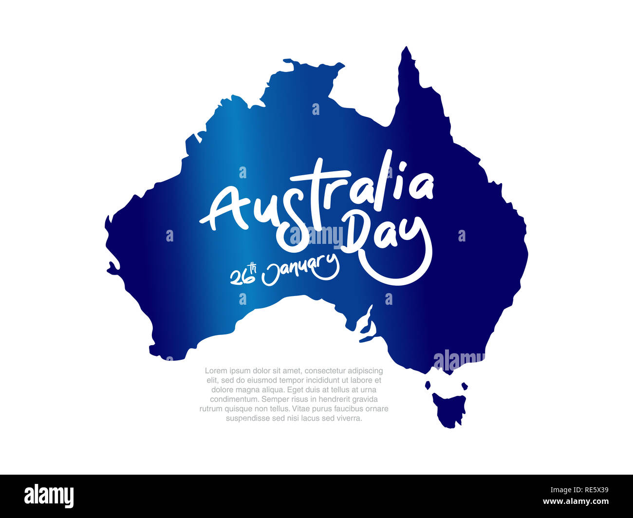 Happy Australia day lettering, calligraphy. Map of Australia with flag ...