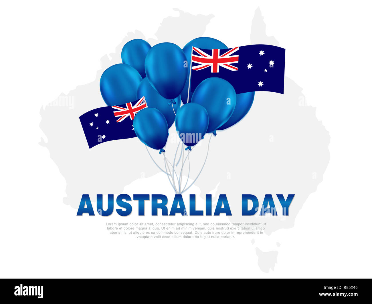 Happy Australia day lettering, calligraphy. Map of Australia with flag ...