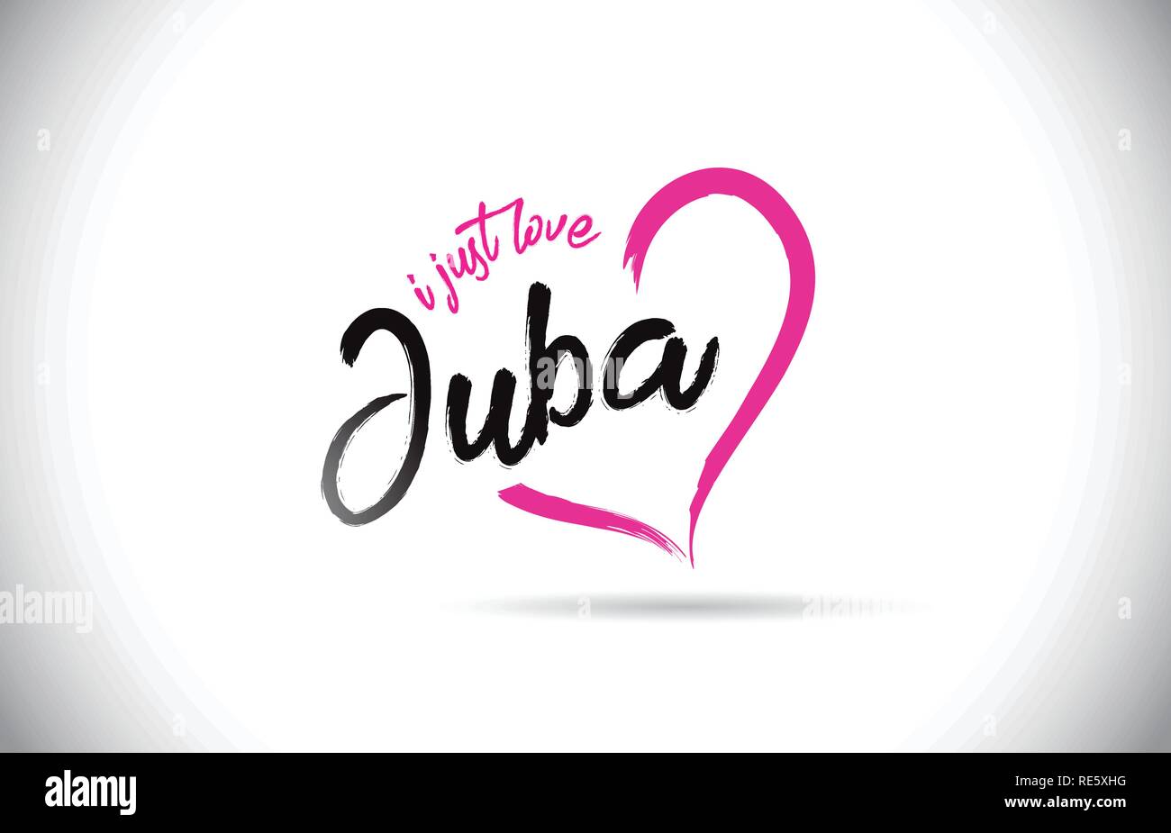 Juba I Just Love Word Text with Handwritten Font and Pink Heart Shape ...