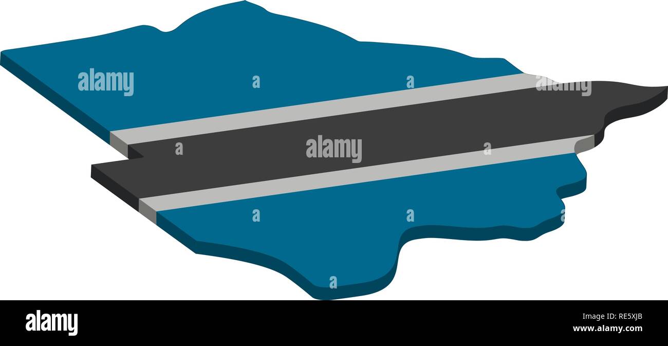 Flag and map of Botswana. Color silhouette of 3D map of Botswana vector illustration Stock ...