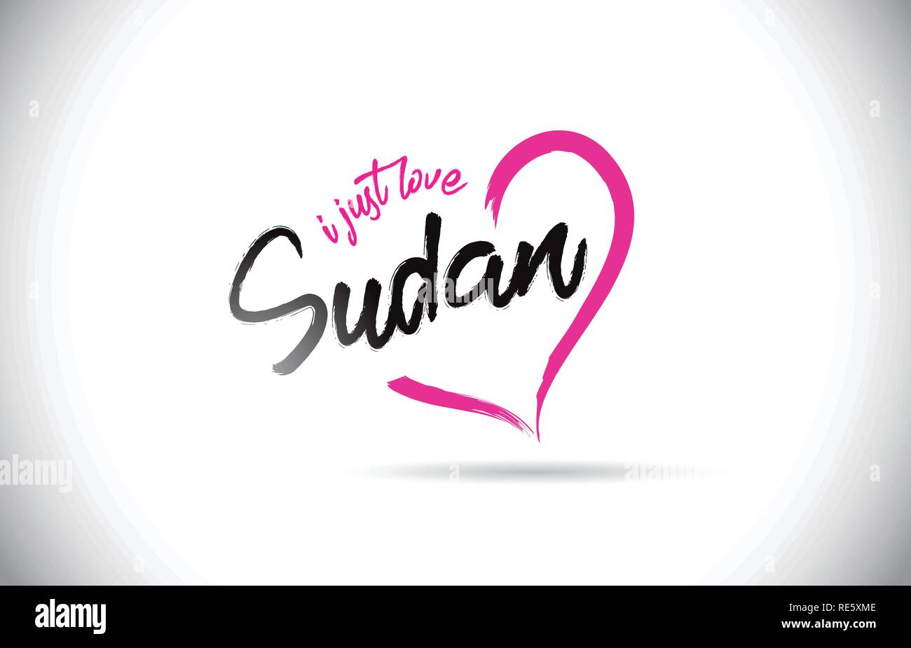 Sudan I Just Love Word Text with Handwritten Font and Pink Heart Shape ...
