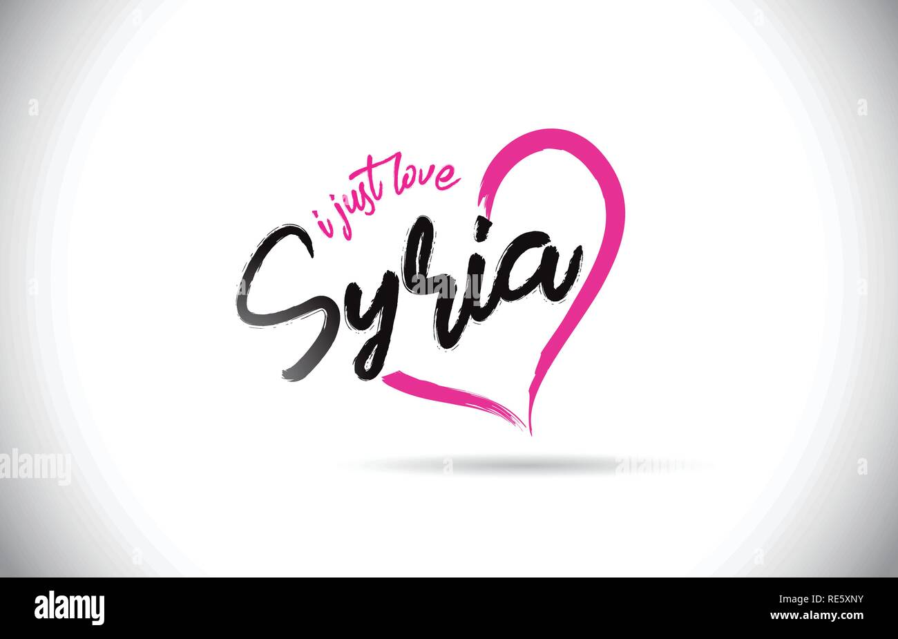 Syria I Just Love Word Text with Handwritten Font and Pink Heart Shape ...