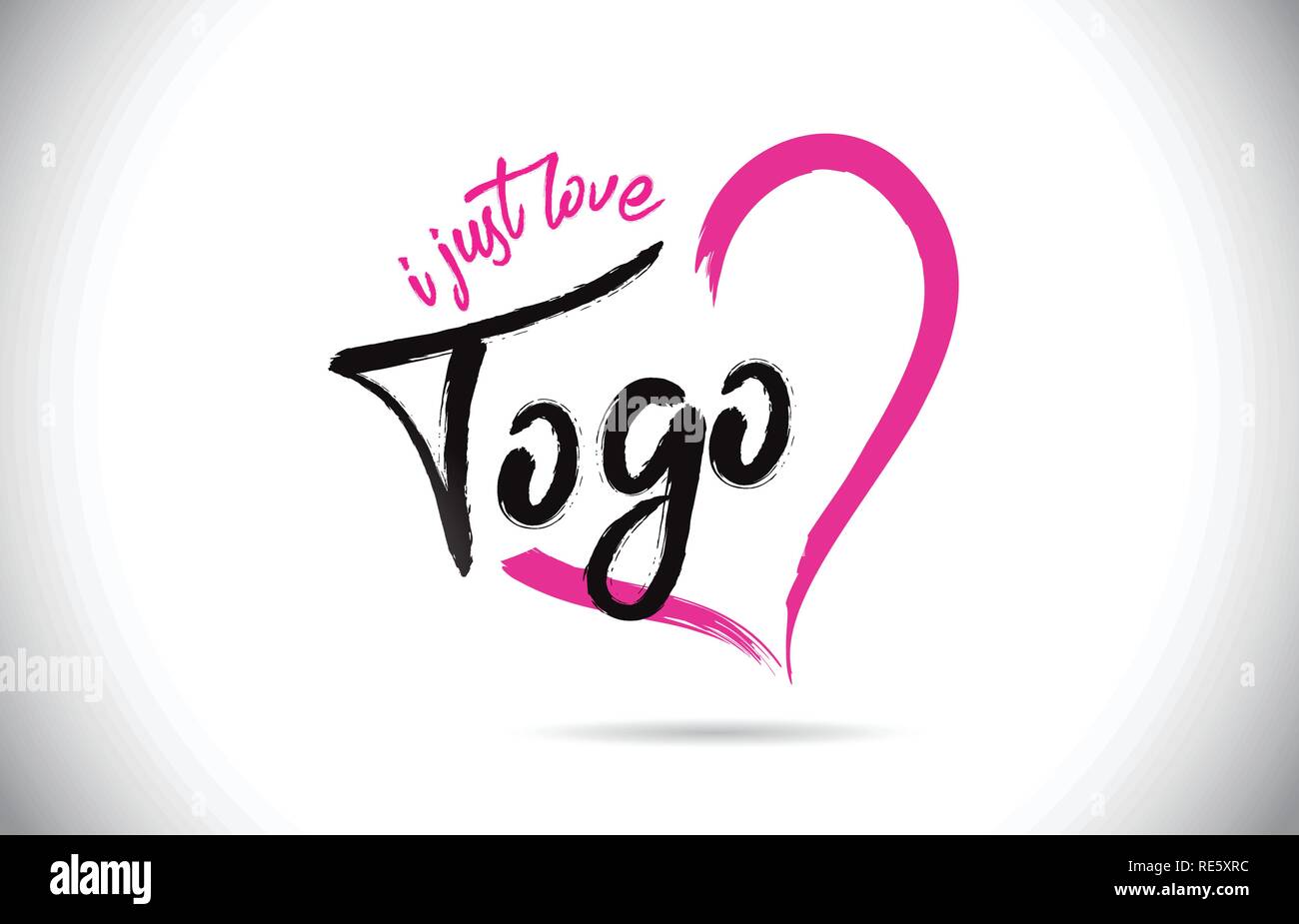 Togo I Just Love Word Text with Handwritten Font and Pink Heart Shape ...
