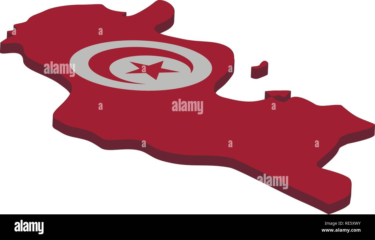 Flag And Map Of Tunisia Color Silhouette Of 3d Map Of Tunisia Vector