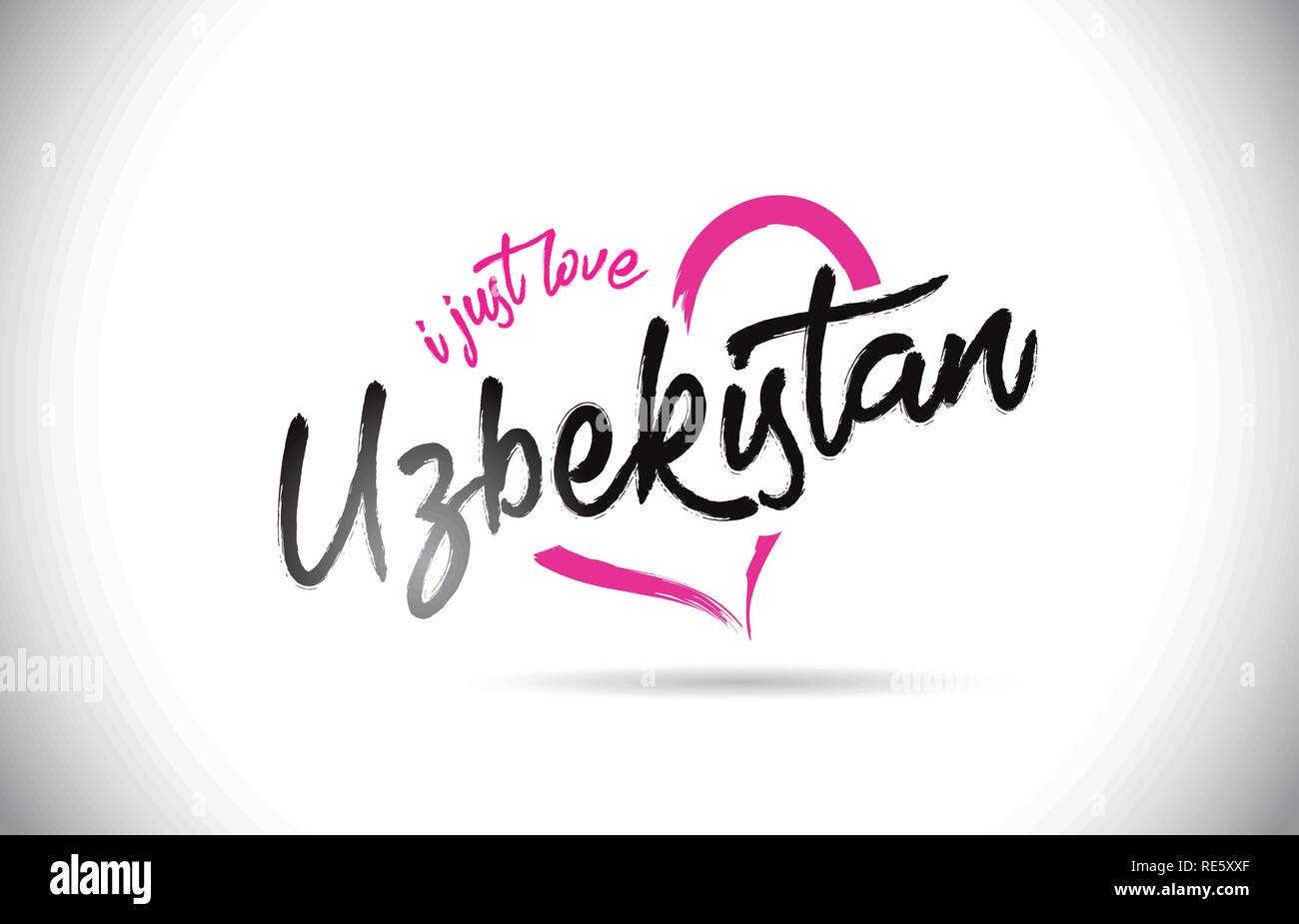 Uzbekistan I Just Love Word Text with Handwritten Font and Pink Heart ...