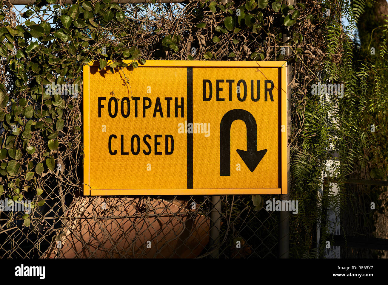 Diversion sign footpath closed sign hi-res stock photography and images ...