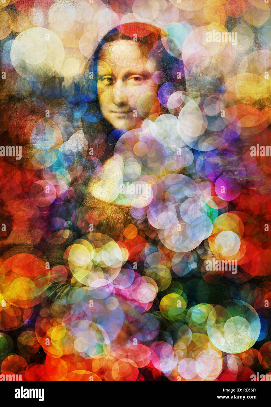 artistic colorful modification of Mona Lisa portrait of Leonardo da ...