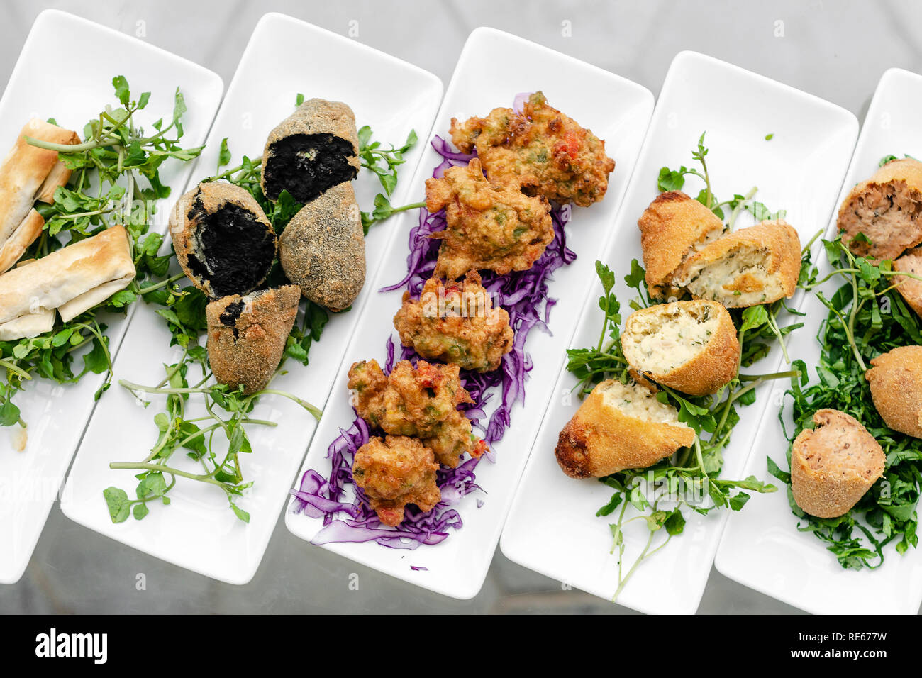 selection of traditional portuguese tapas snacks on lisbon restaurant ...