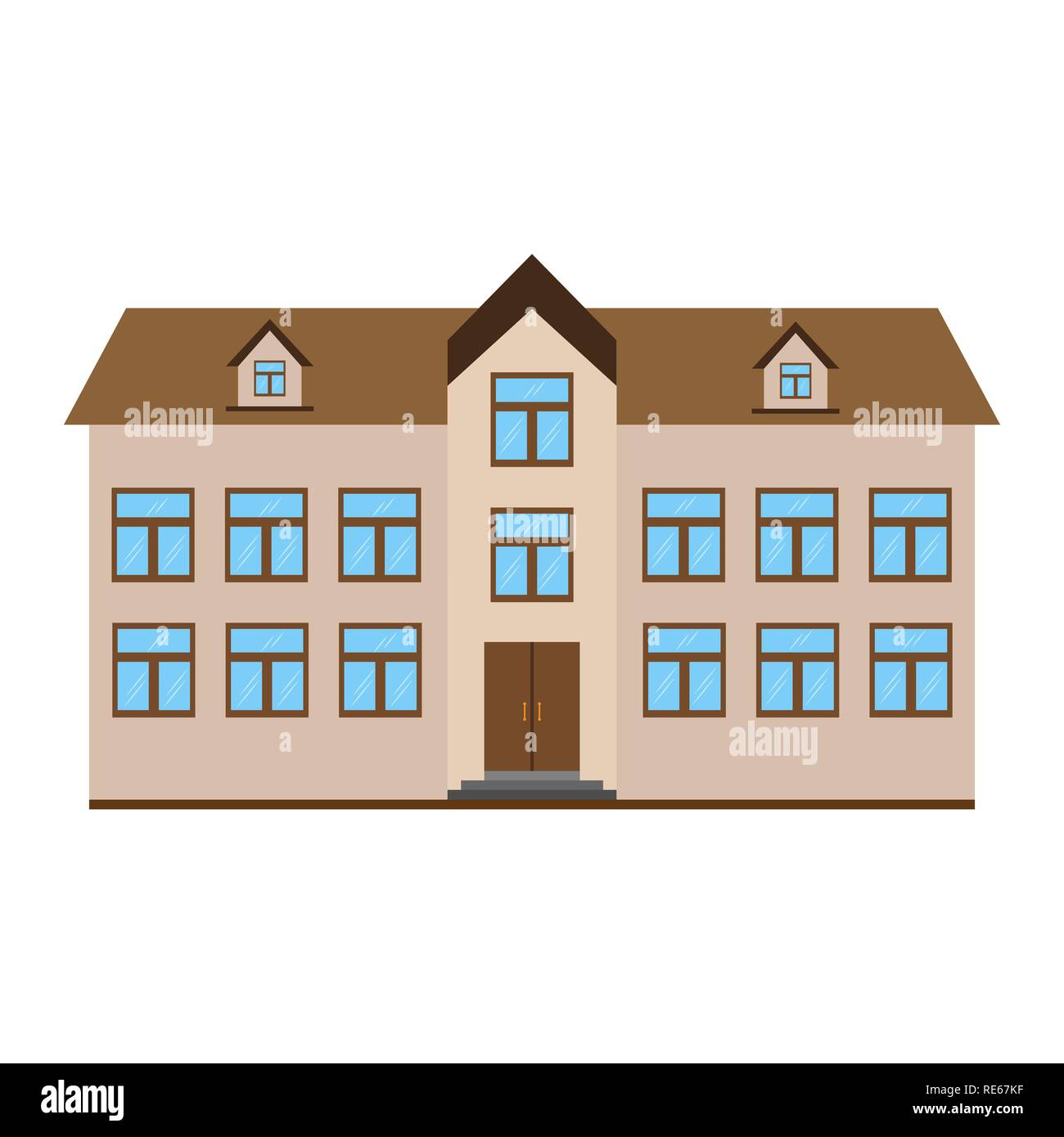 Colorful icon of a two-story building with an attic Stock Vector Image ...