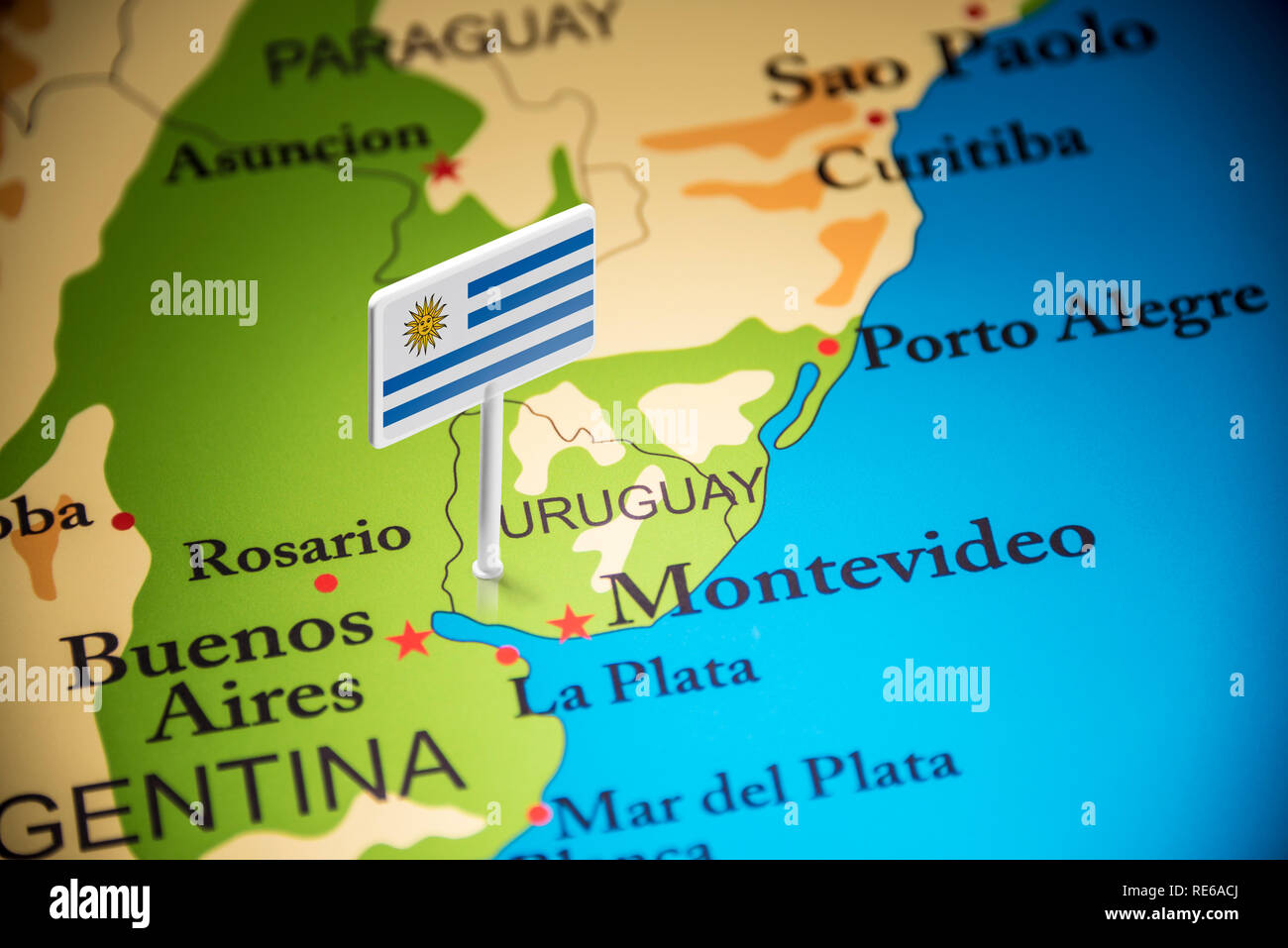 Uruguay country flag map shape hi-res stock photography and images - Alamy