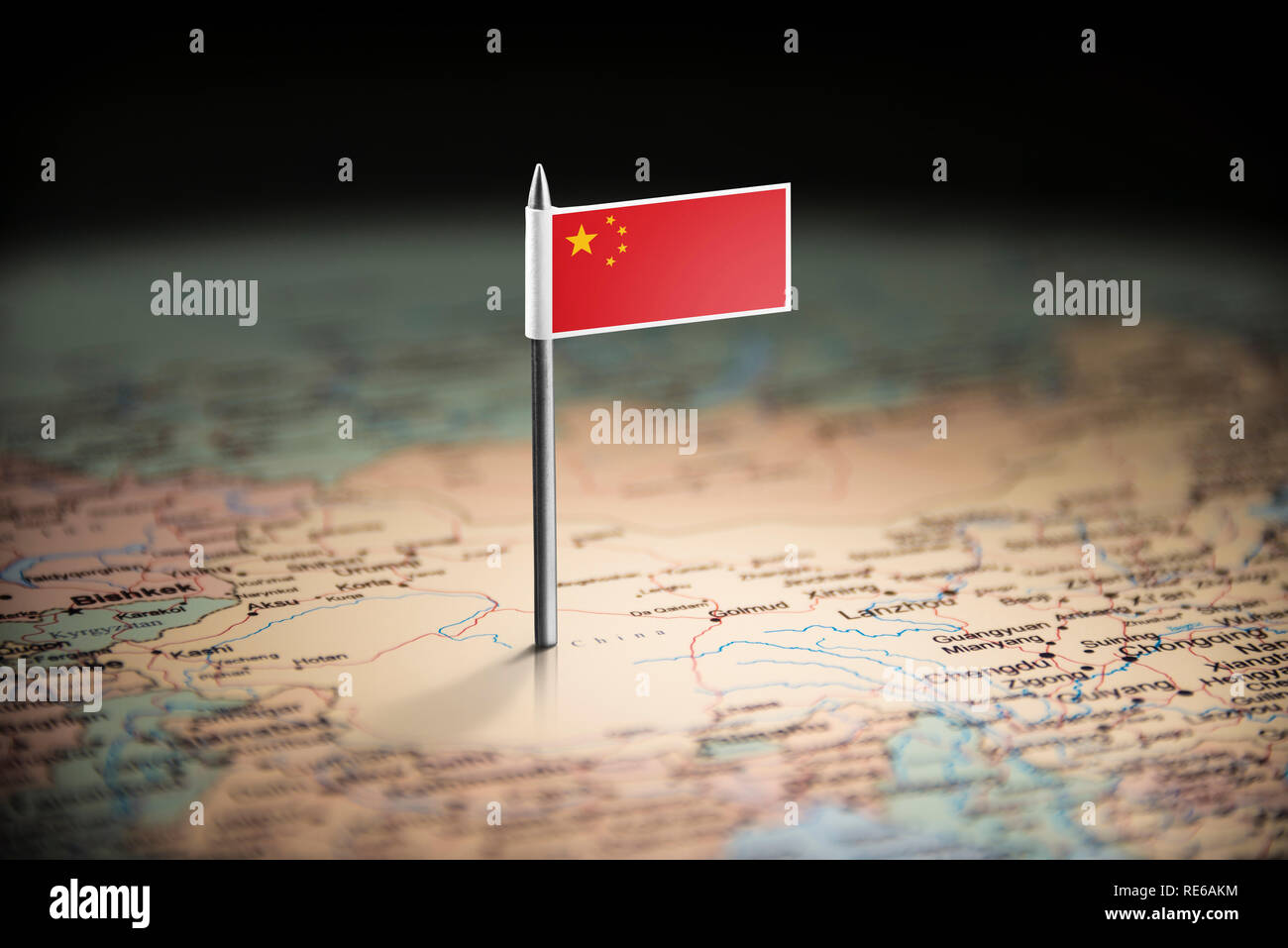 China flag map hi-res stock photography and images - Alamy