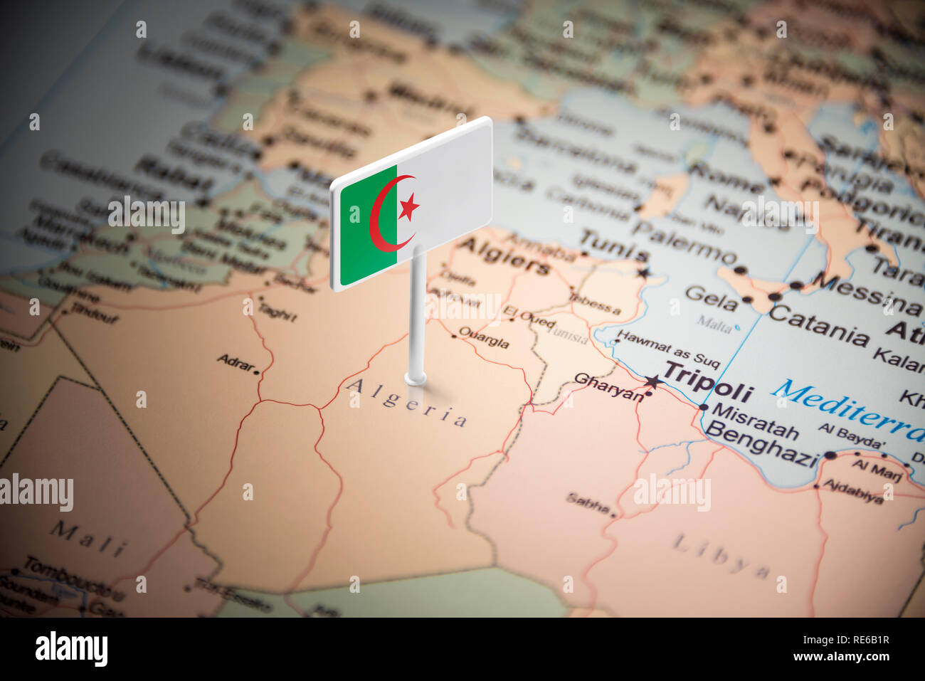 Algerian flag map hi-res stock photography and images - Alamy