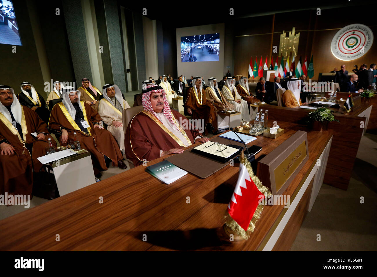 Beirut, Lebanon. 20th Jan, 2019. Bahrain's Foreign Minister Shaikh ...