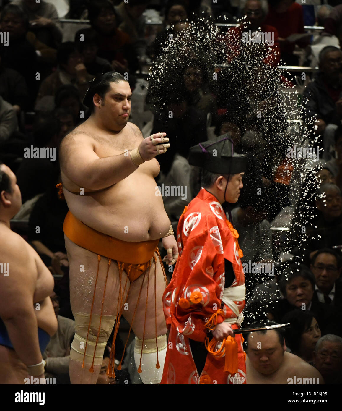 Tokyo, Japan. 20th Jan, 2019. Sumo wrestler Rikarudo Sugano (Kaisei ...