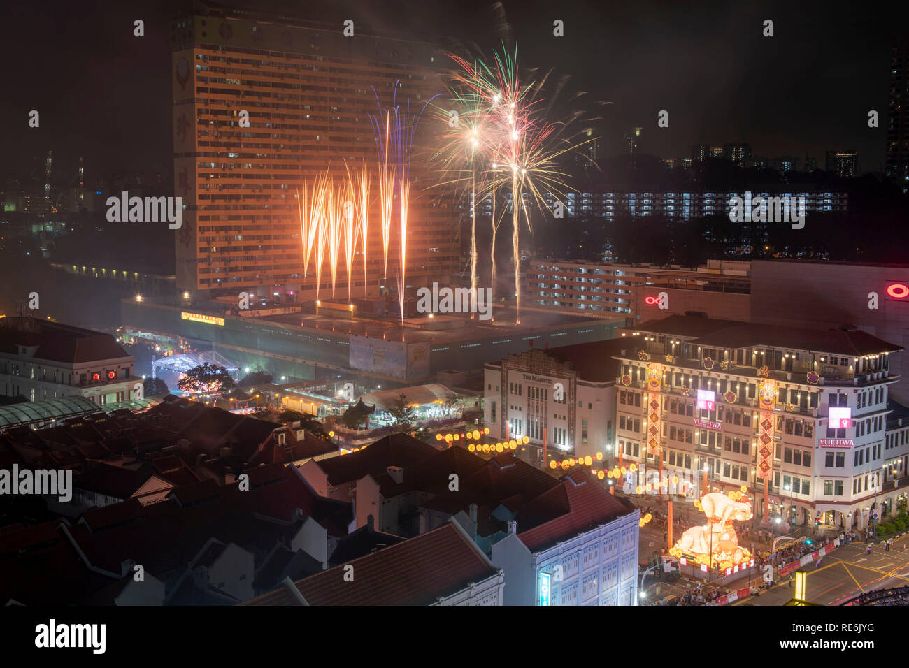 Singapore. 20th Jan, 2019. Fireworks light up the sky during the ...