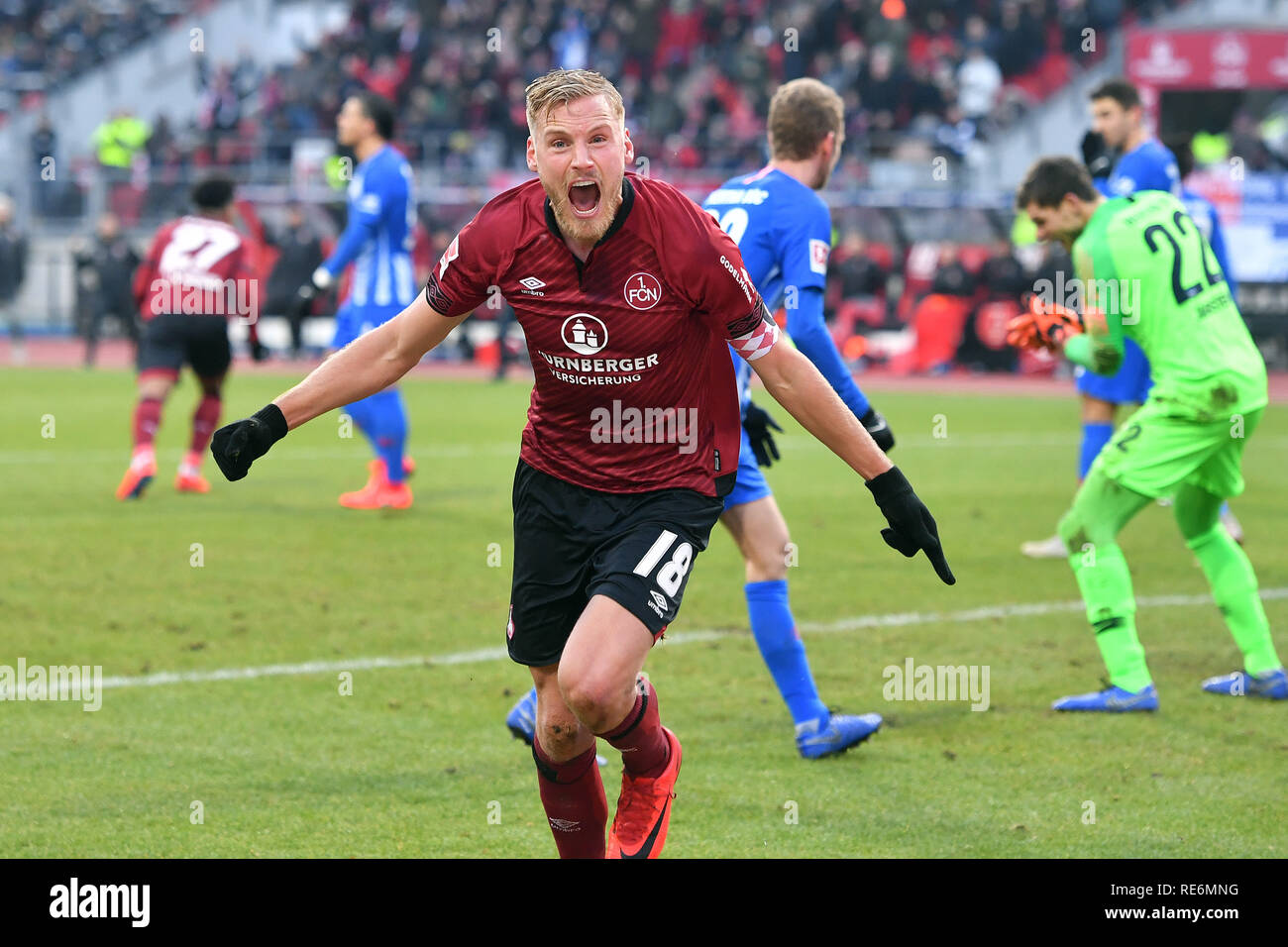 Nuremberg, Germany. 20th Jan, 2019. goaljubel Hanno BEHRENS (1.FC ...