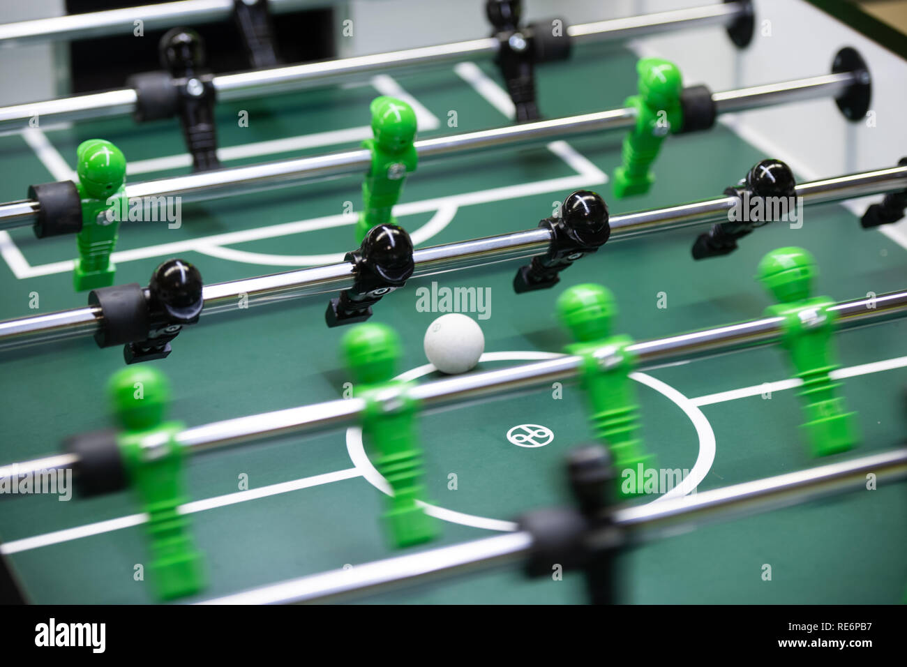Hamburg, Germany. 20th Jan, 2019. Table football figures move on their ...
