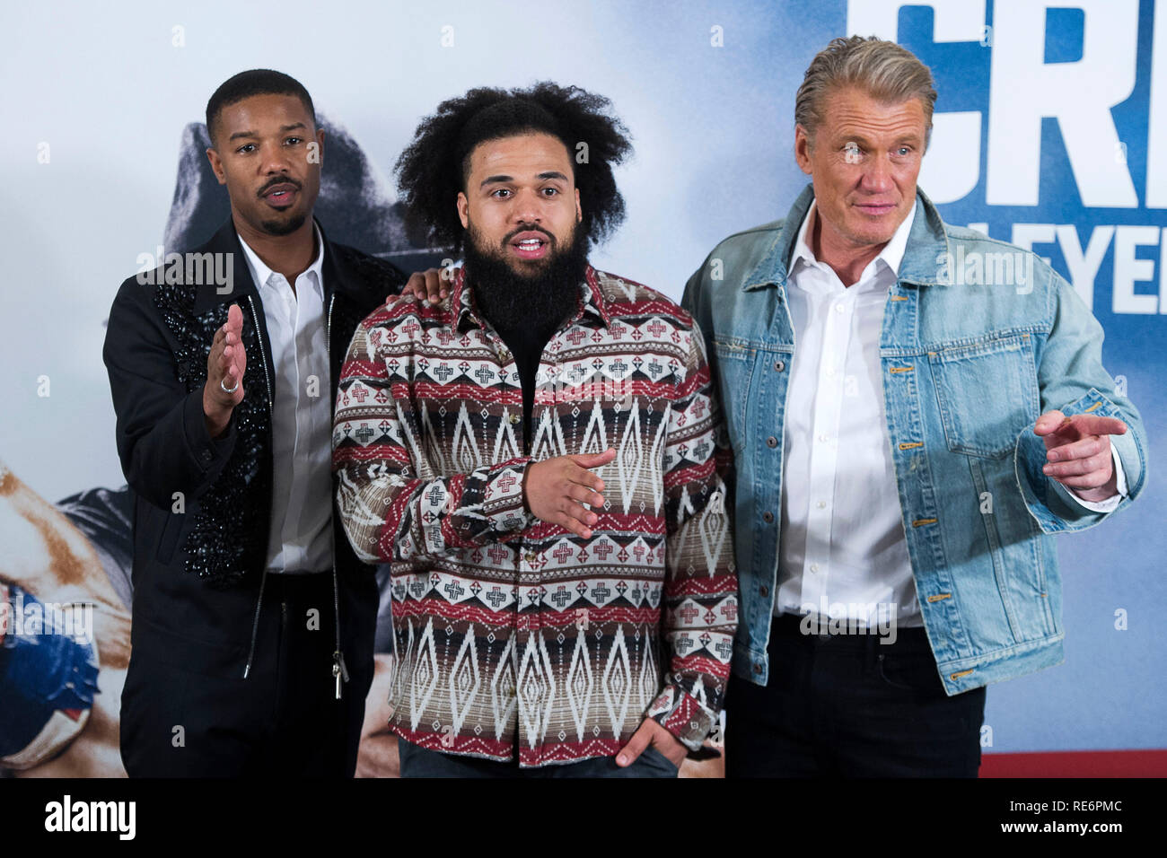 Madrid, Spain. 18th Jan, 2019. Michael B. Jordan, Steven Caple Jr. and ...