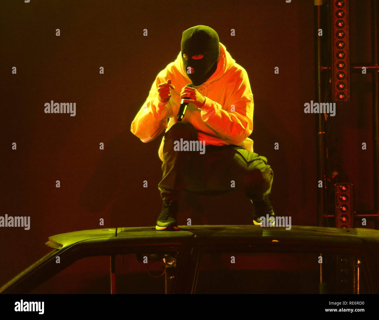 California, USA. 19th Jan, 2019. Twenty One Pilots lead vocalist Tyler ...