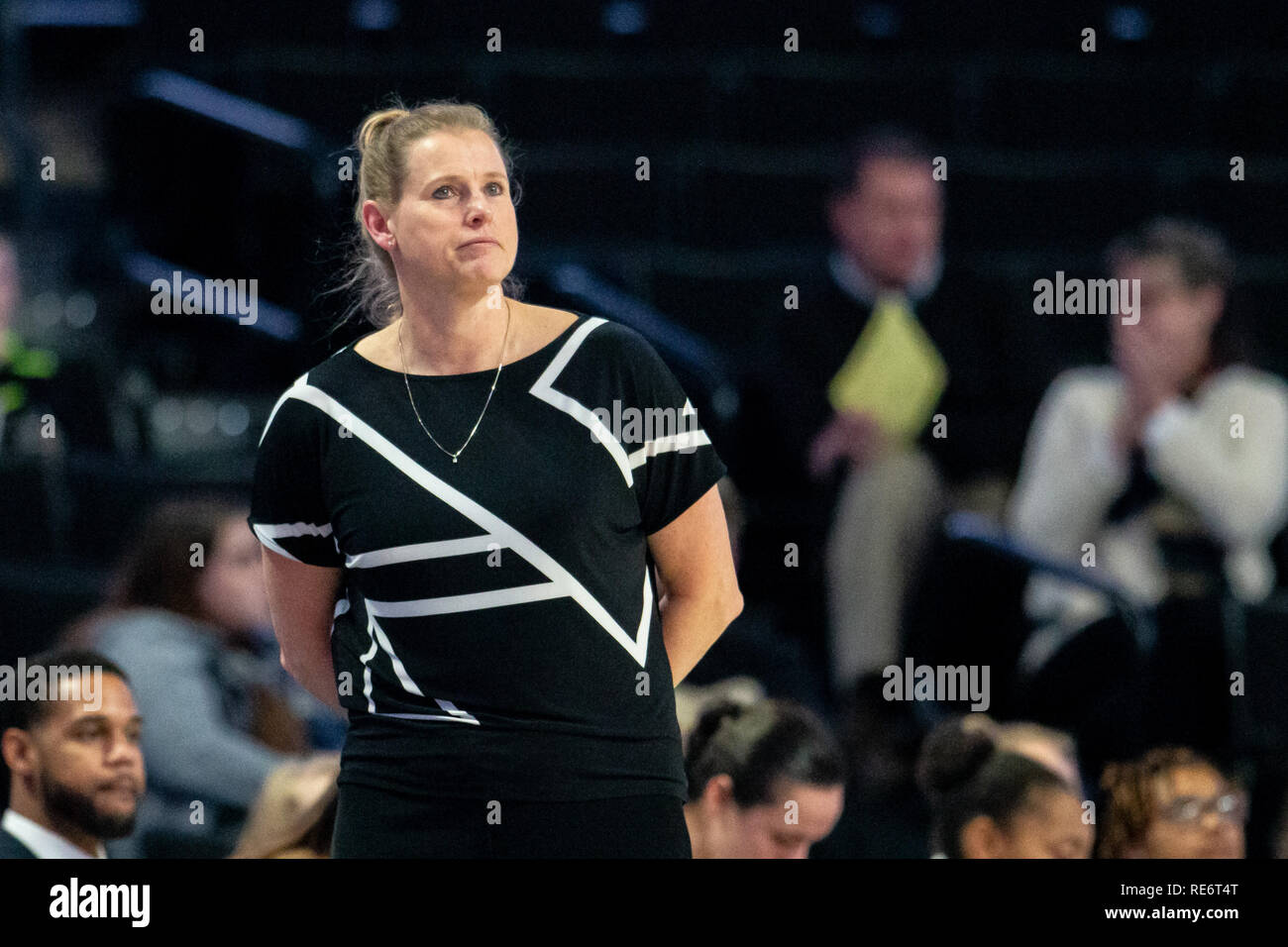 Winston-Salem, NC, USA. 20th Jan, 2019. Wake Forest Demon Deacons head ...
