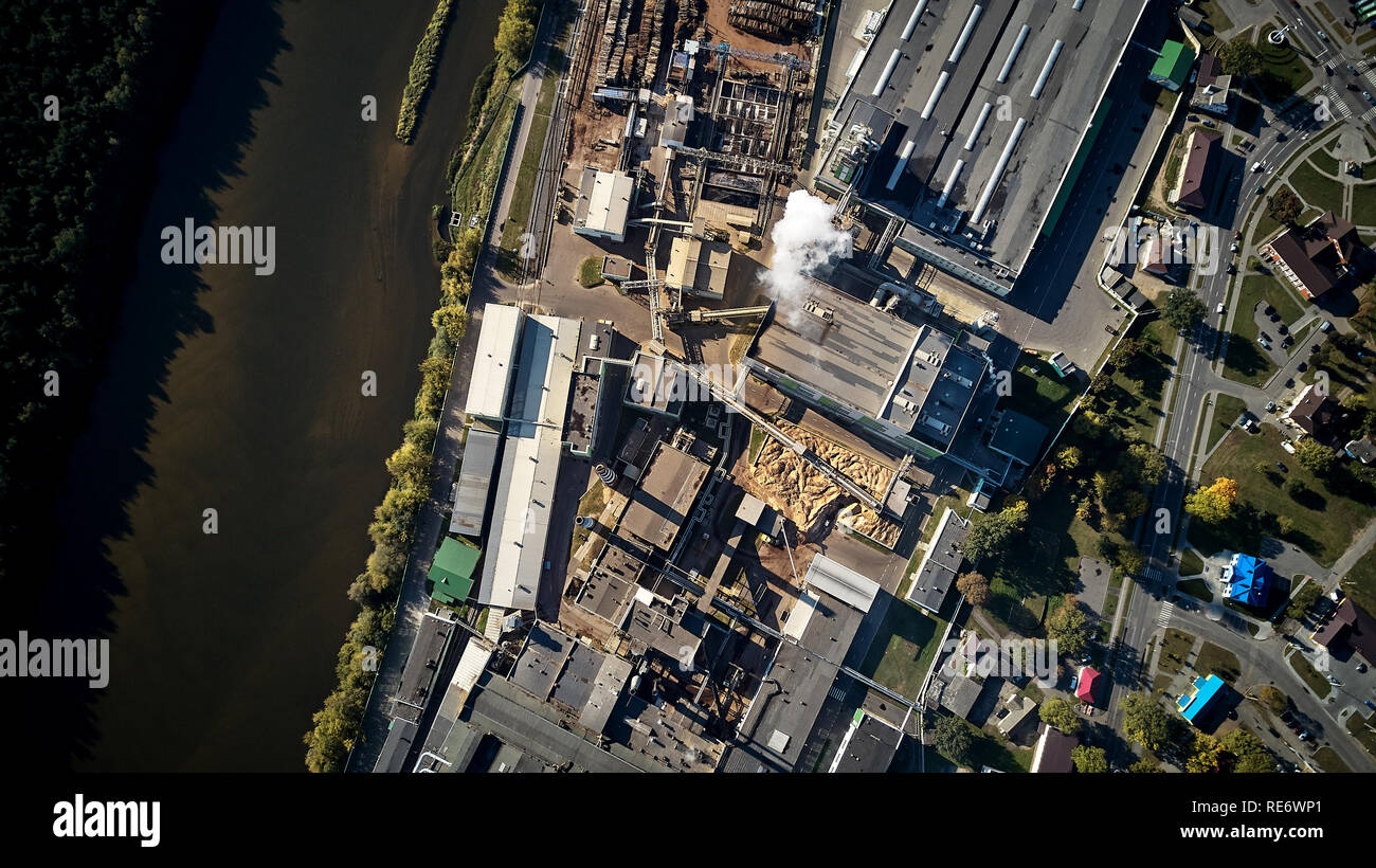 woodworking factory top view Mostovdrev Stock Photo - Alamy