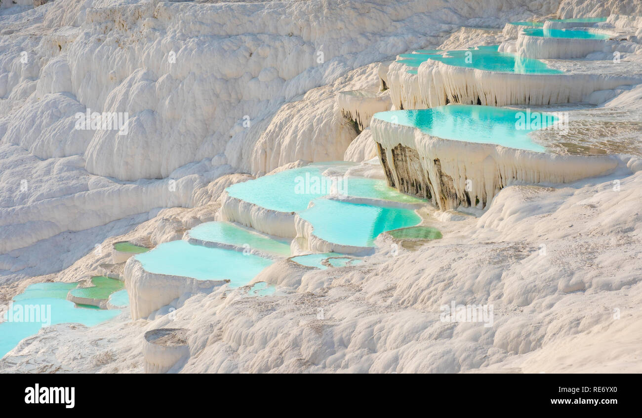 Pamukkale, natural pool with blue water, Turkey tourist attraction ...