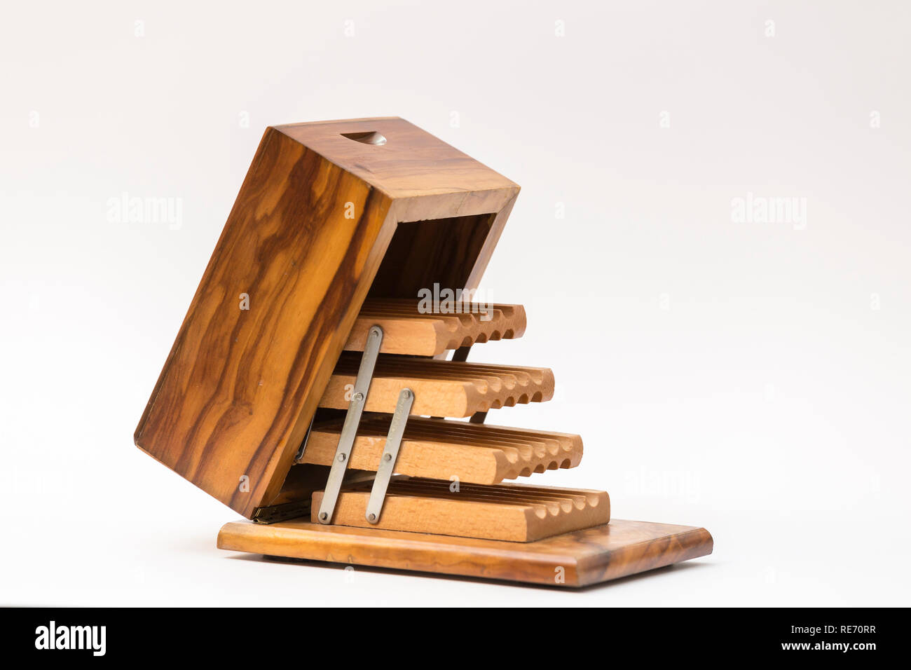 open-box wooden cigarette case to see the cigarette separators Stock ...