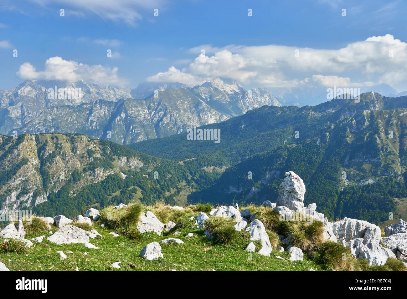 The summit of Krasji vrh, near Drežnica, Kobarid, Primorska, Slovenia ...